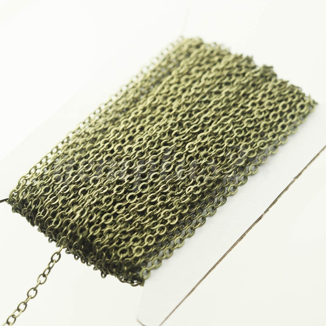 Antique Brass Finish Flat Cable Chain 3x3mm Soldered Link: Solder ...