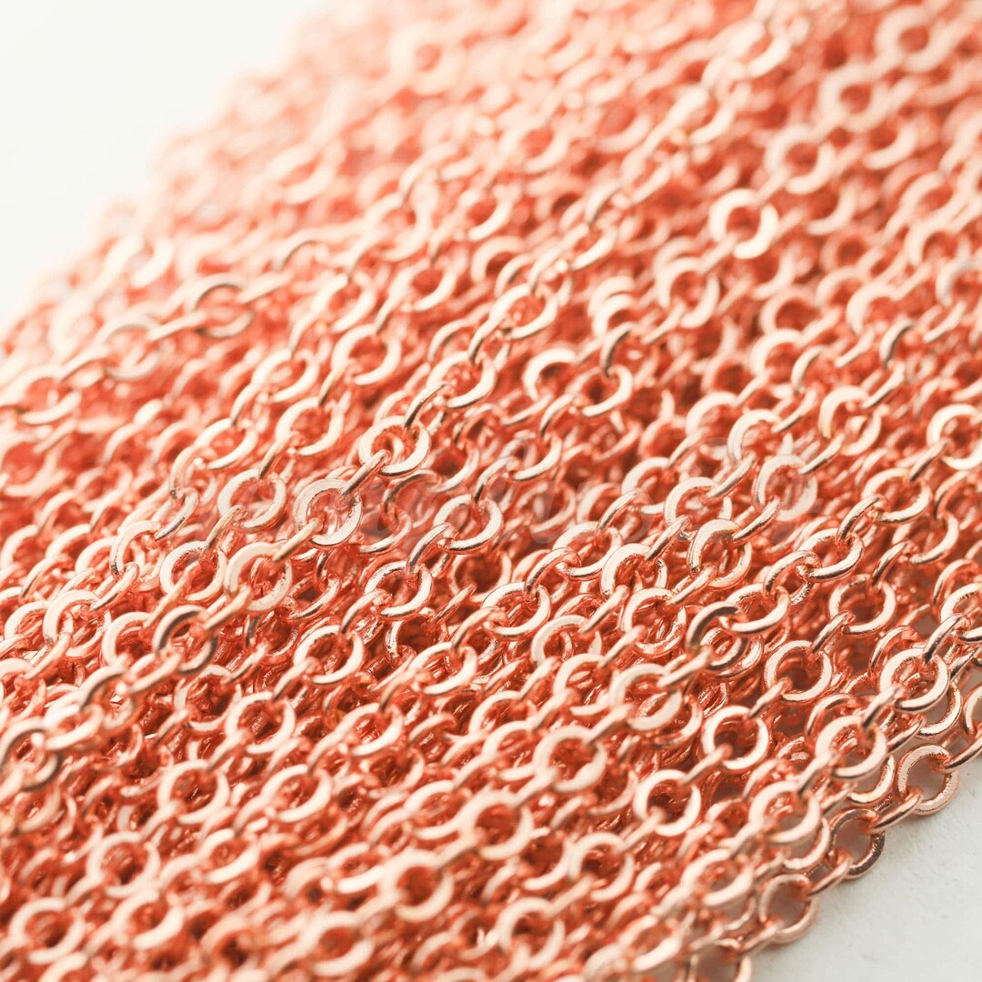 Bright Copper Plated Cable Chain 3x3mm Soldered Link 100 Feet - Bulk ...