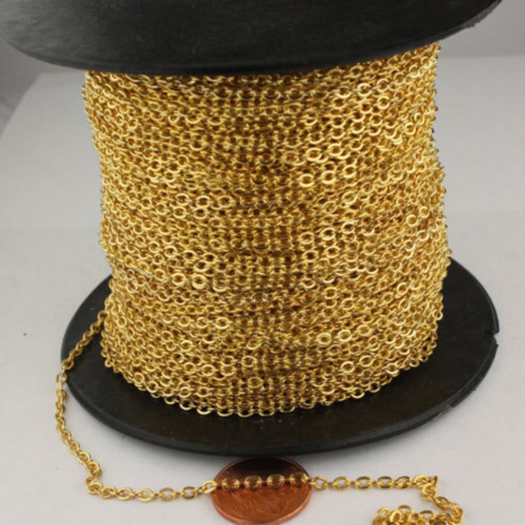 Sample 3 Ft Spool of Gold Finished Flat SOLDERED Cable Chain - 3.4x2 ...