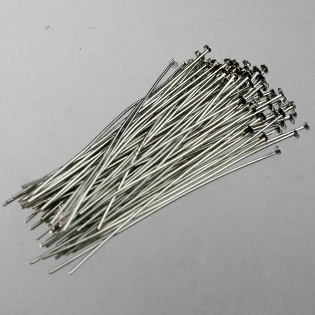Antique Silver Plated Rhodium Tpin Flat Headpins: 2 Inch, 22 Gauge ...