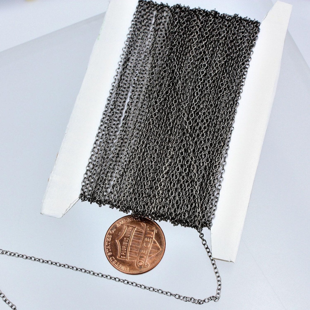 Gunmetal Finish Soldered Link Cable Chain: Tiny Round Copper Plated ...