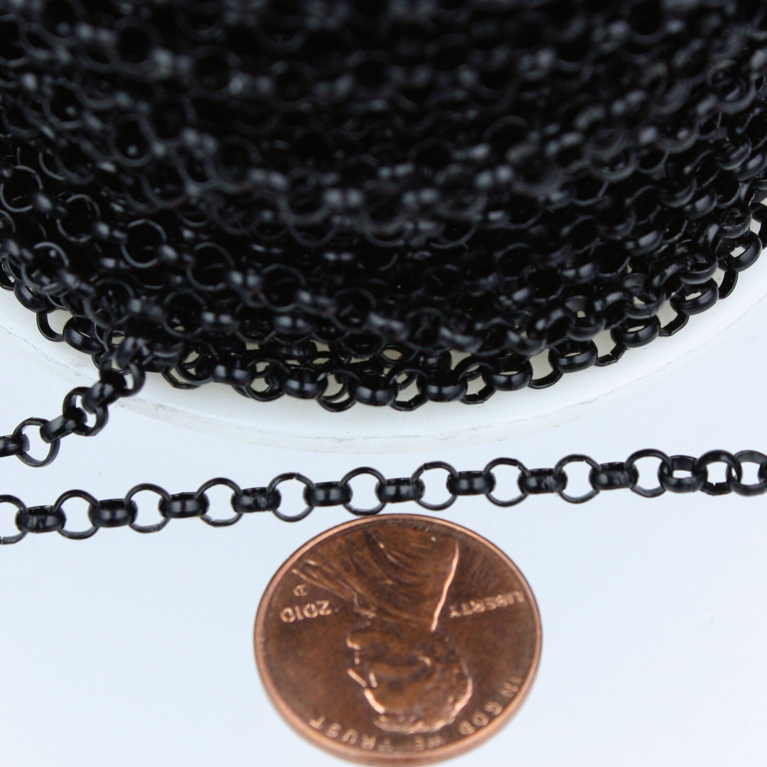 Black Rolo Chain Bulk 12 Ft of Rolo Cable Chain 3.8mm | Etsy