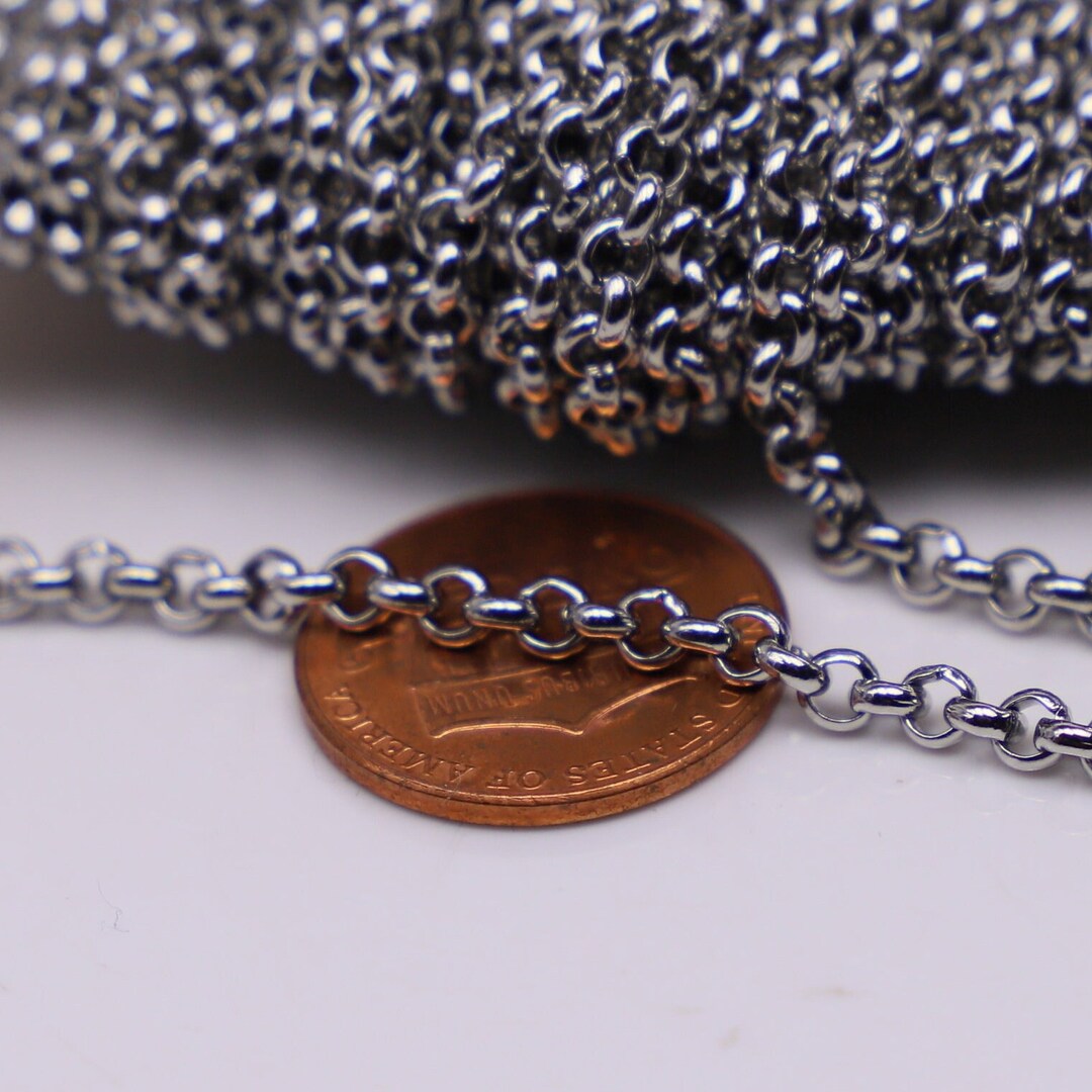 3 Feet Stainless Steel ROLO Chain Surgical 316L Sturdy Rolo Chain Bulk ...