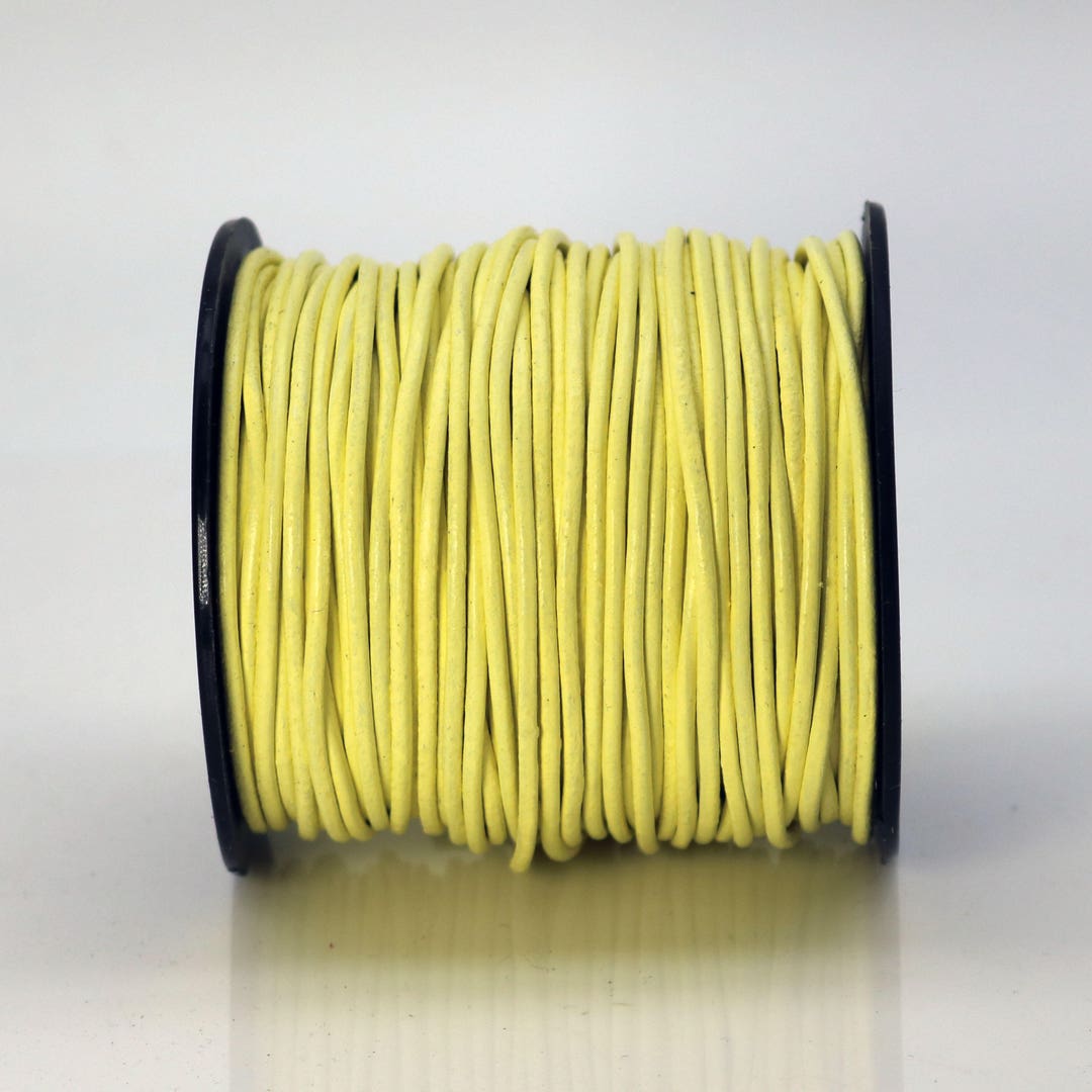 5 Feet Lemon Yellow Leather Cord - 2mm Genuine Leather Round Cord (04 ...