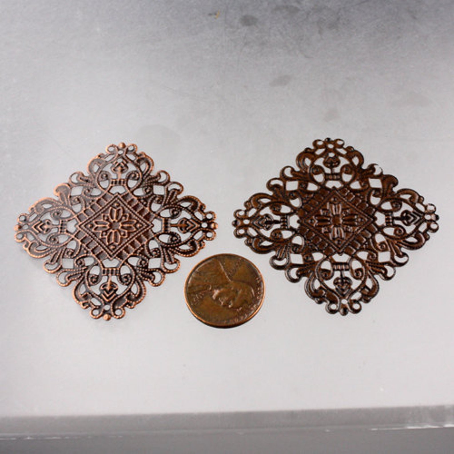 10 Pcs of Antiqued Copper Filigree Drop Dangle 50x50mm - Etsy