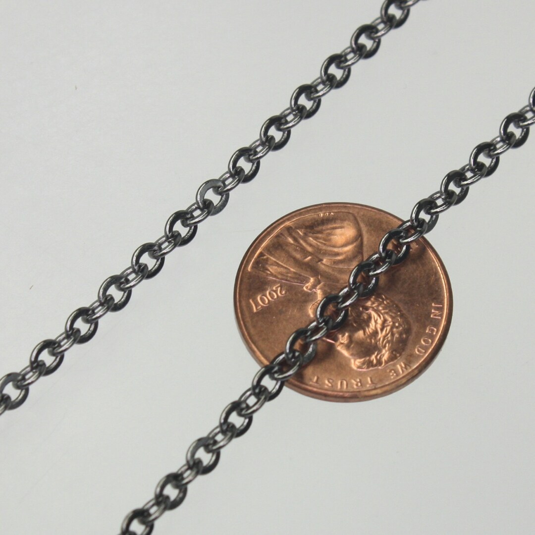 10 Ft Spool of Gunmetal Flat ROUND Soldered Cable Chain - 3.4x3.4mm ...
