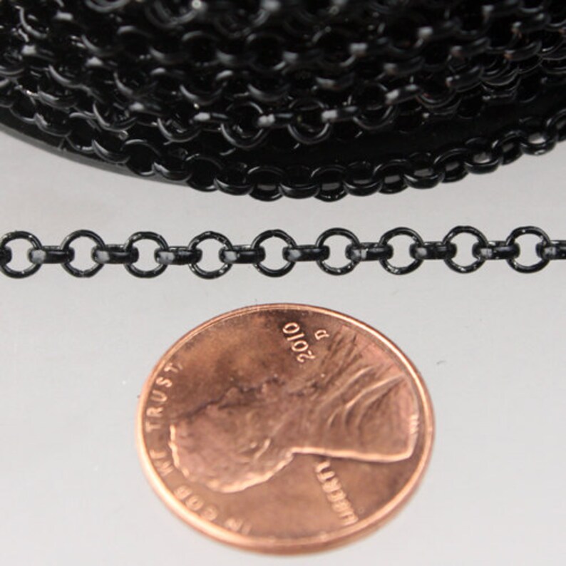 Black Rolo Chain Bulk 12 Ft of Rolo Cable Chain 3.2mm - Etsy