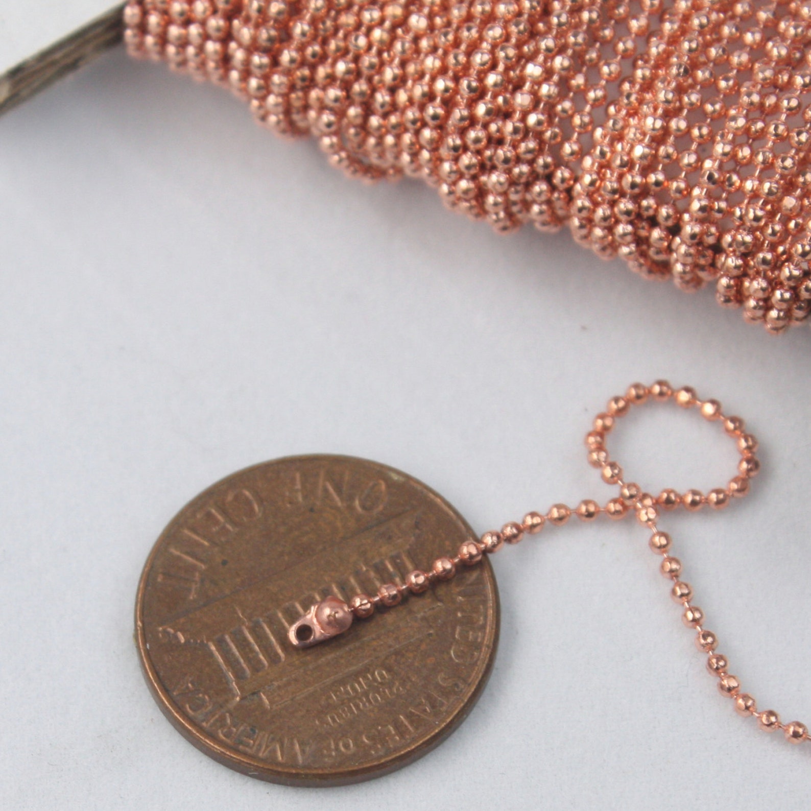 Copper Ball Chain Bulk, 10 Ft. Spool of FACET Micro Ball Chain - 1.2mm ...