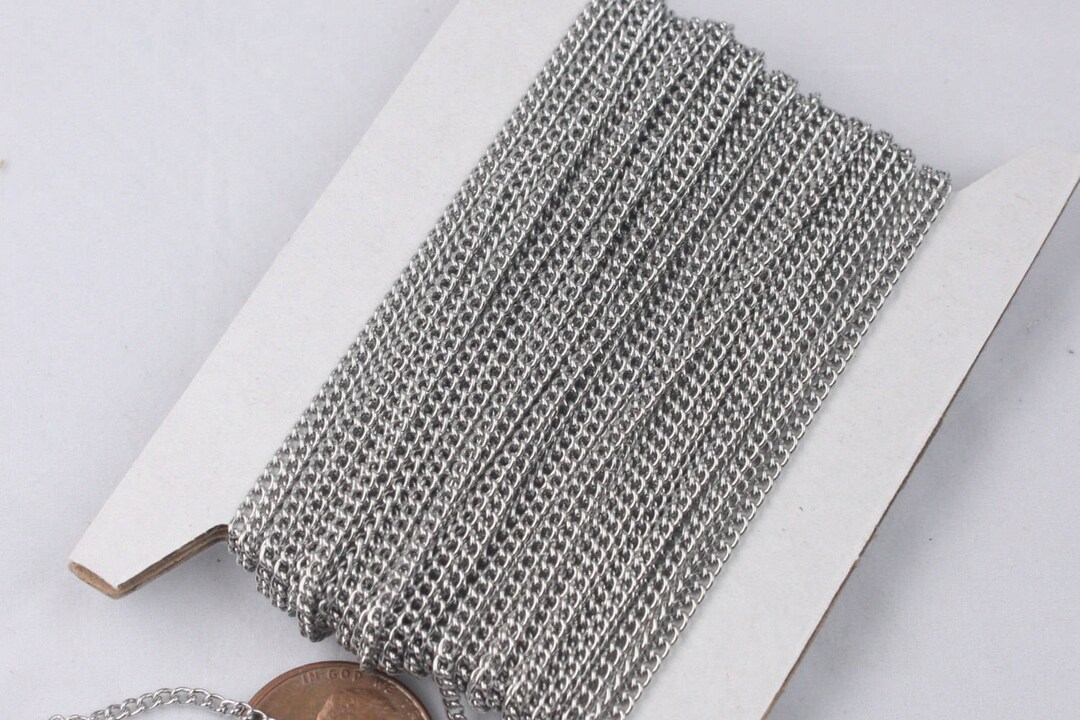 Sample 3 Feet of Stainless Steel Curb Chain Bulk, 2x3mm Sturdy Tiny ...