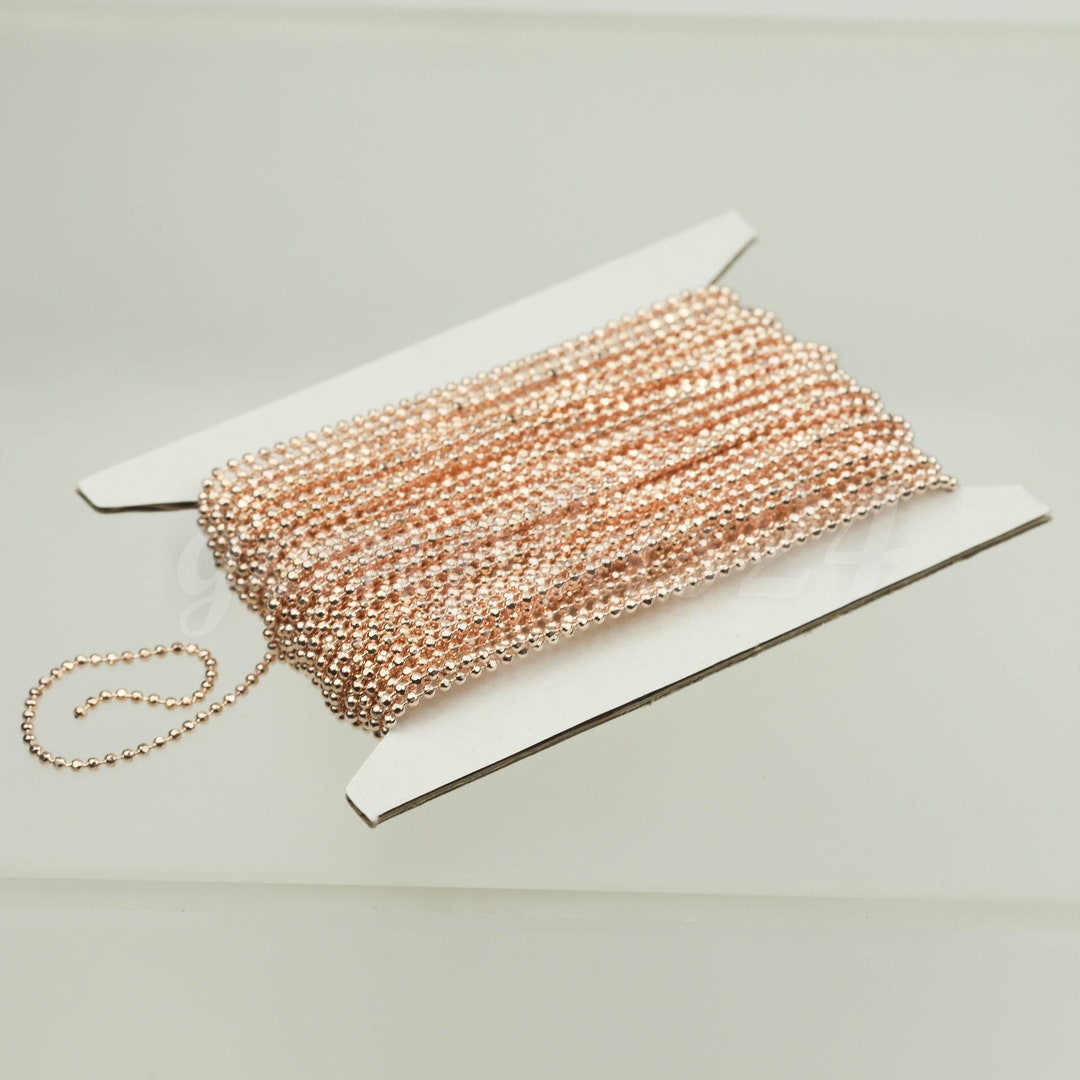 100 Ft Spool of ROSE Gold Plated FACET Ball Chain - 1.2mm Ball/beads ...