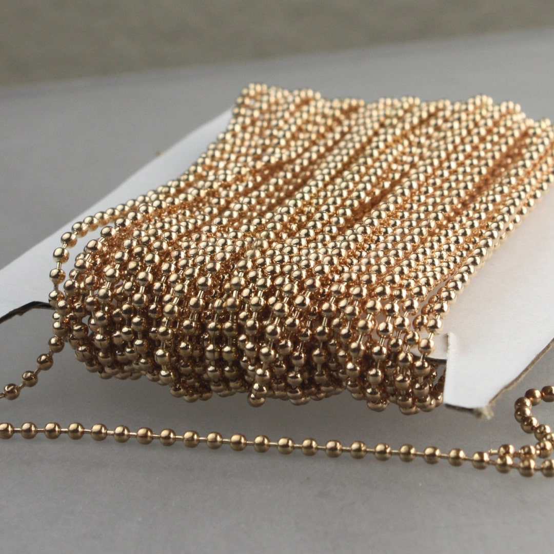Champagne Gold Plated Ball Chain: 2.4mm Jewelry Making Supply - 300 ...