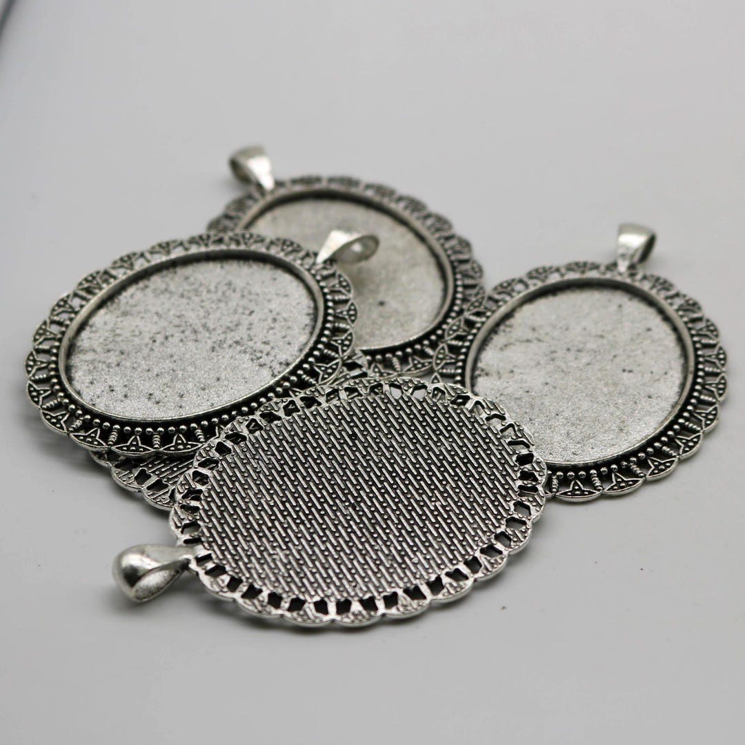 Antique Silver Plated Oval Cabochon Bezels (30x40mm) 10 Pcs - Bulk Pack ...