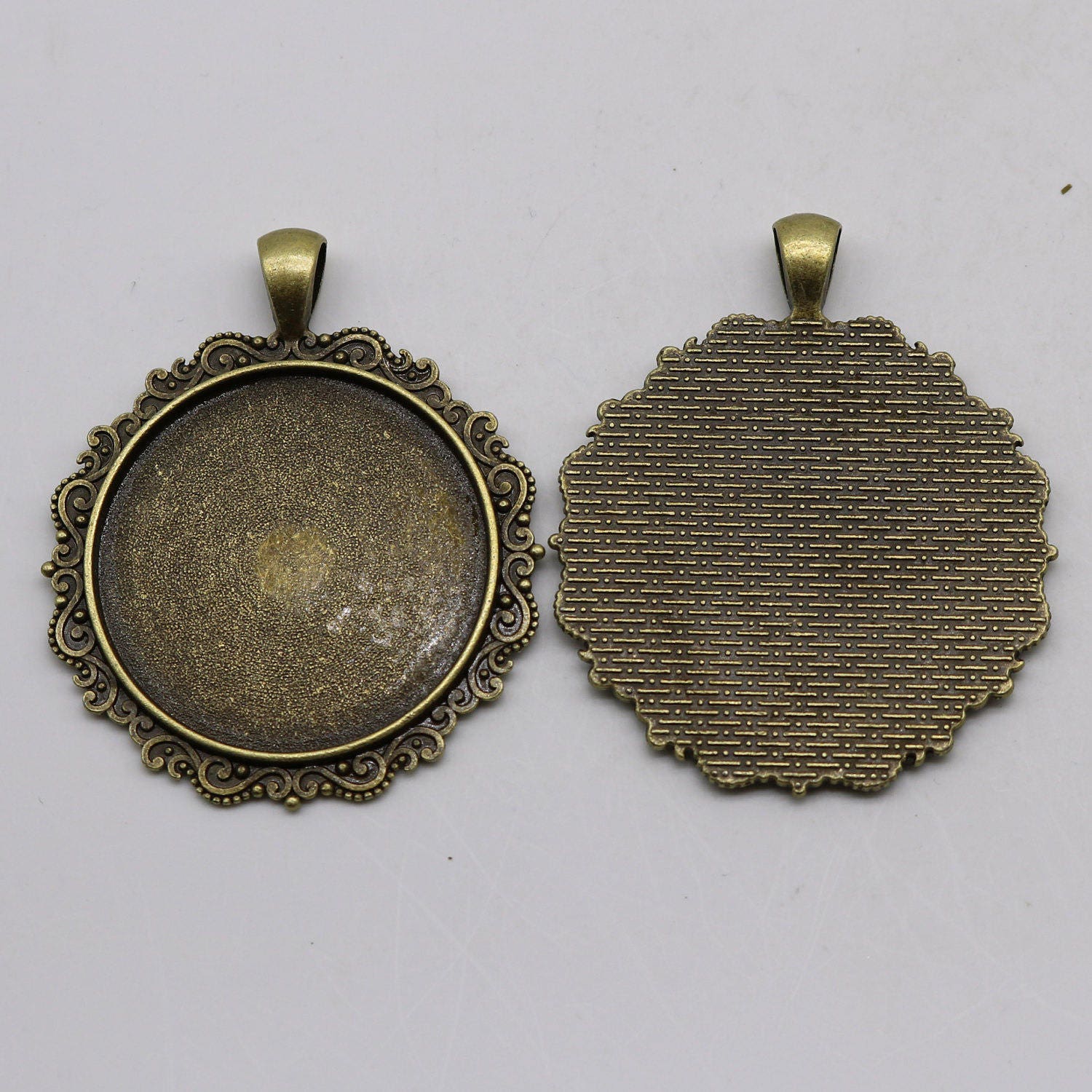 Pendant Big BEZELS Link W/glass Magnifying Domes Cabochon 5 - Etsy