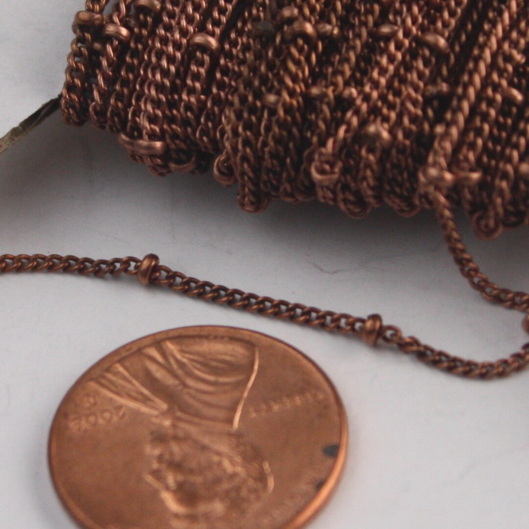 Antique Copper Chain Bulk Chain, 10 Ft Spool of Tiny Curb BALL Chain ...