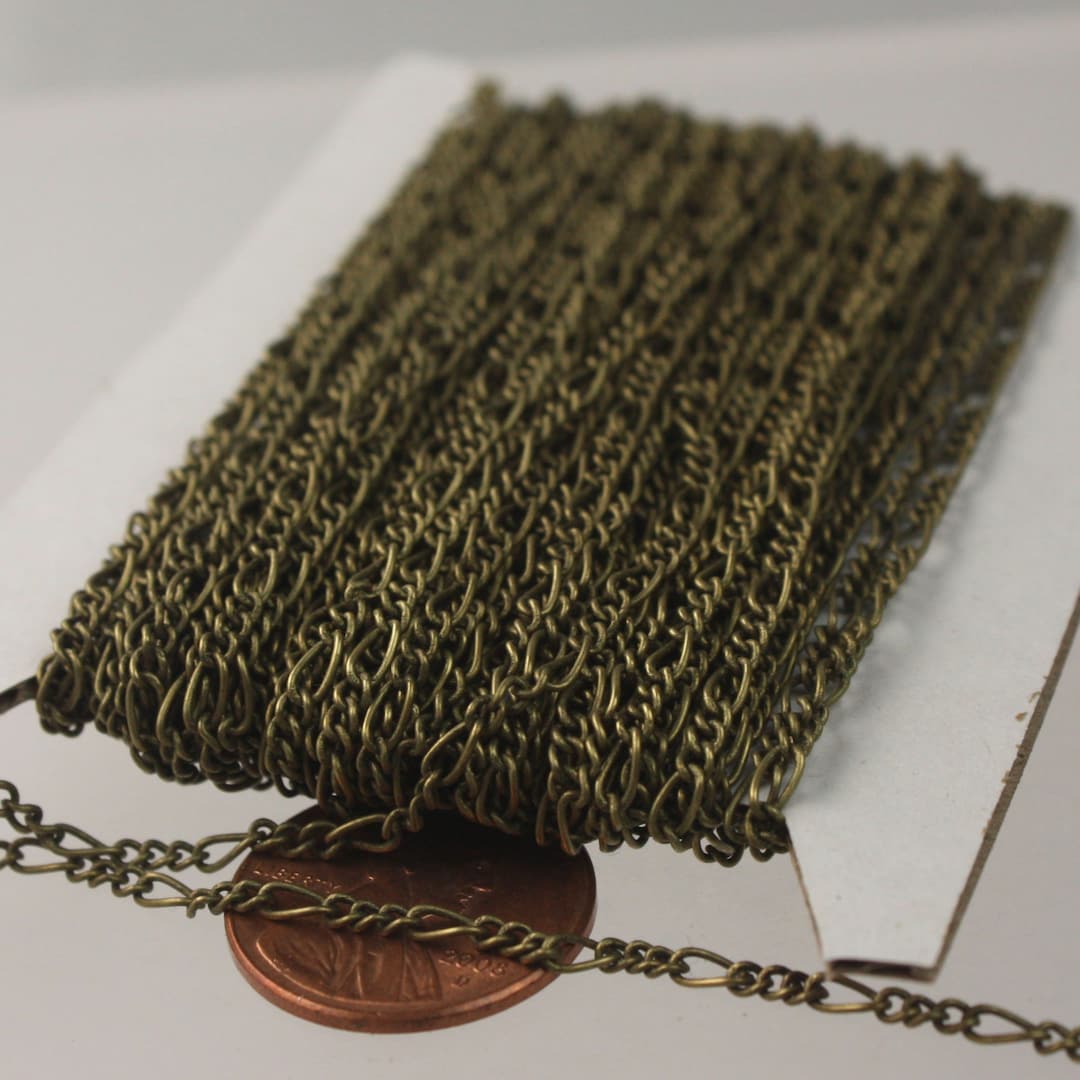 100 Feet Spool of Antique Brass Figaro Chain Antique Bronze SOLDERED ...
