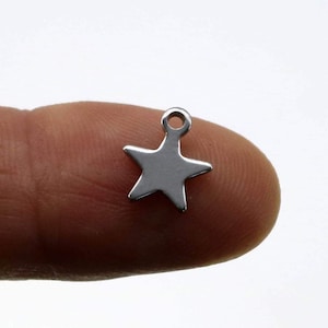 Stainless Steel Star Charms: 9x11mm Drop Tag Pendants 10 Pcs - Bulk ...