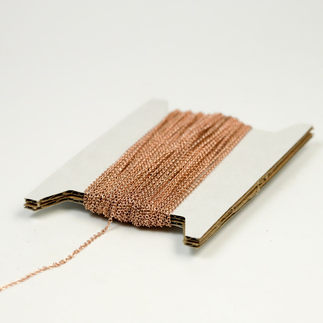 100 Ft. Non Tarnish Flat Cable Chain - ROSE Gold Micro Flat Chain - 1 ...