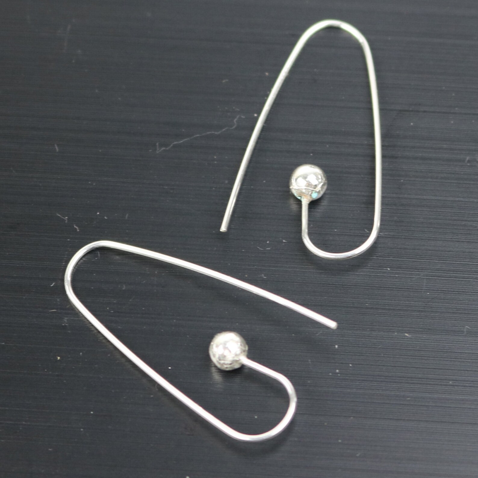 2 Sterling SILVER Big Ball Ear Wires Earrings Hooks Earwires - Etsy