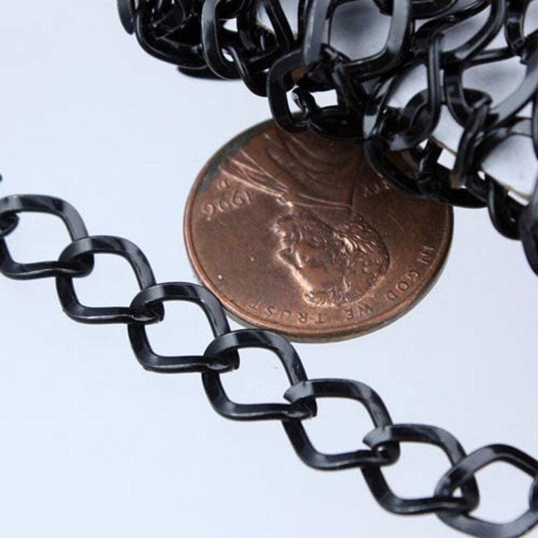 Black Finish Hammered Curb Chain Bulk: Unsoldered Iron Links (8.7x7.3mm ...