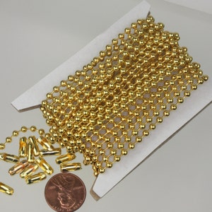 10 Ft Spool of Gold Plated BIG Ball Chain - 3.2mm With 5 Connector ...