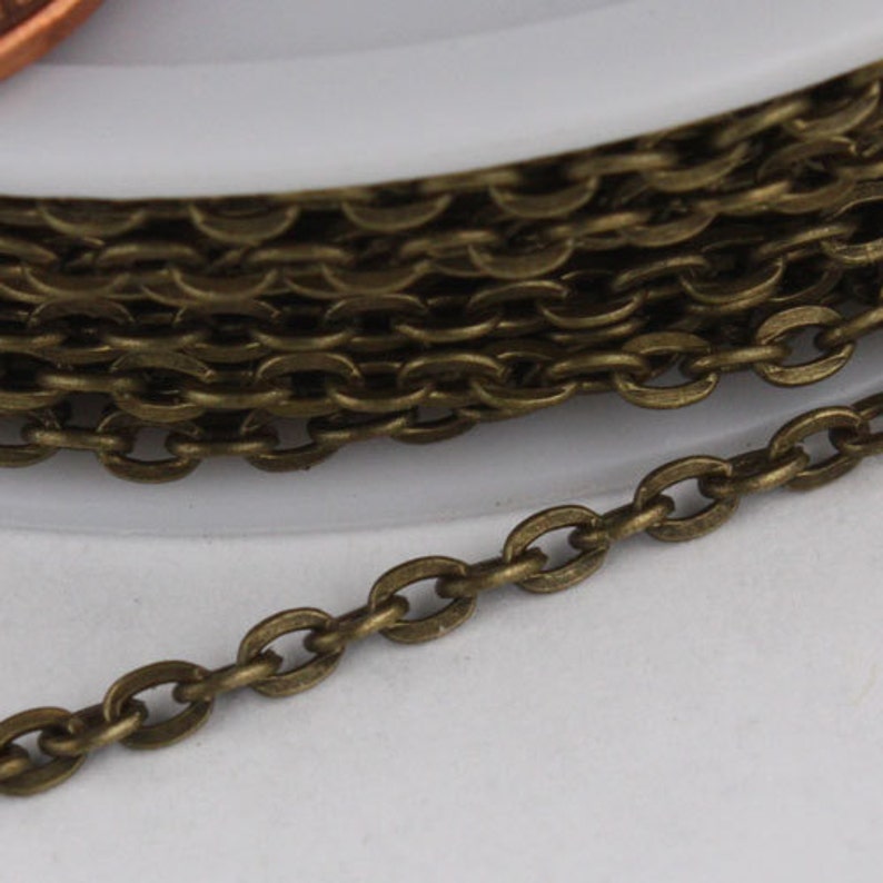 50 Ft. of Antique Brass Finished Flat Cable Chains 3x2.2mm - Etsy