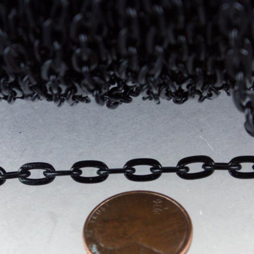 10 Ft of Black Finished Flat BIG Heavy Drawn Cable Chain -7.1x4.3mm 1 ...