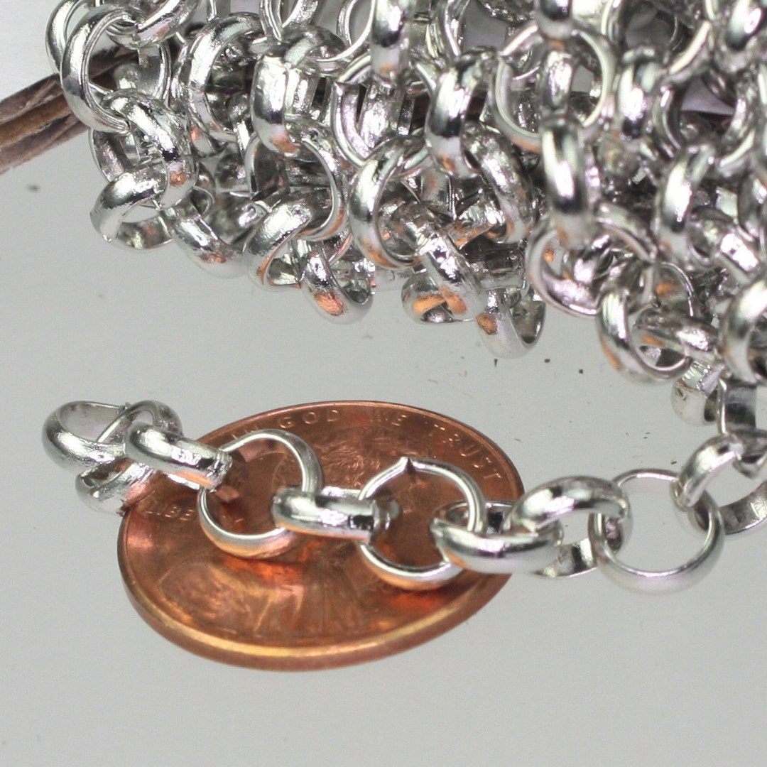 10 Feet Rhodium Plated ROLO Chain Bulk - 6.0mm Unsoldered Link ...