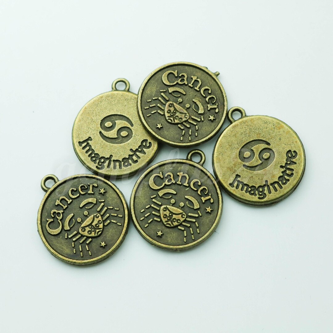 Antique Brass Finish Cancer Zodiac Charms: June/july Alloy Pendants 5 ...