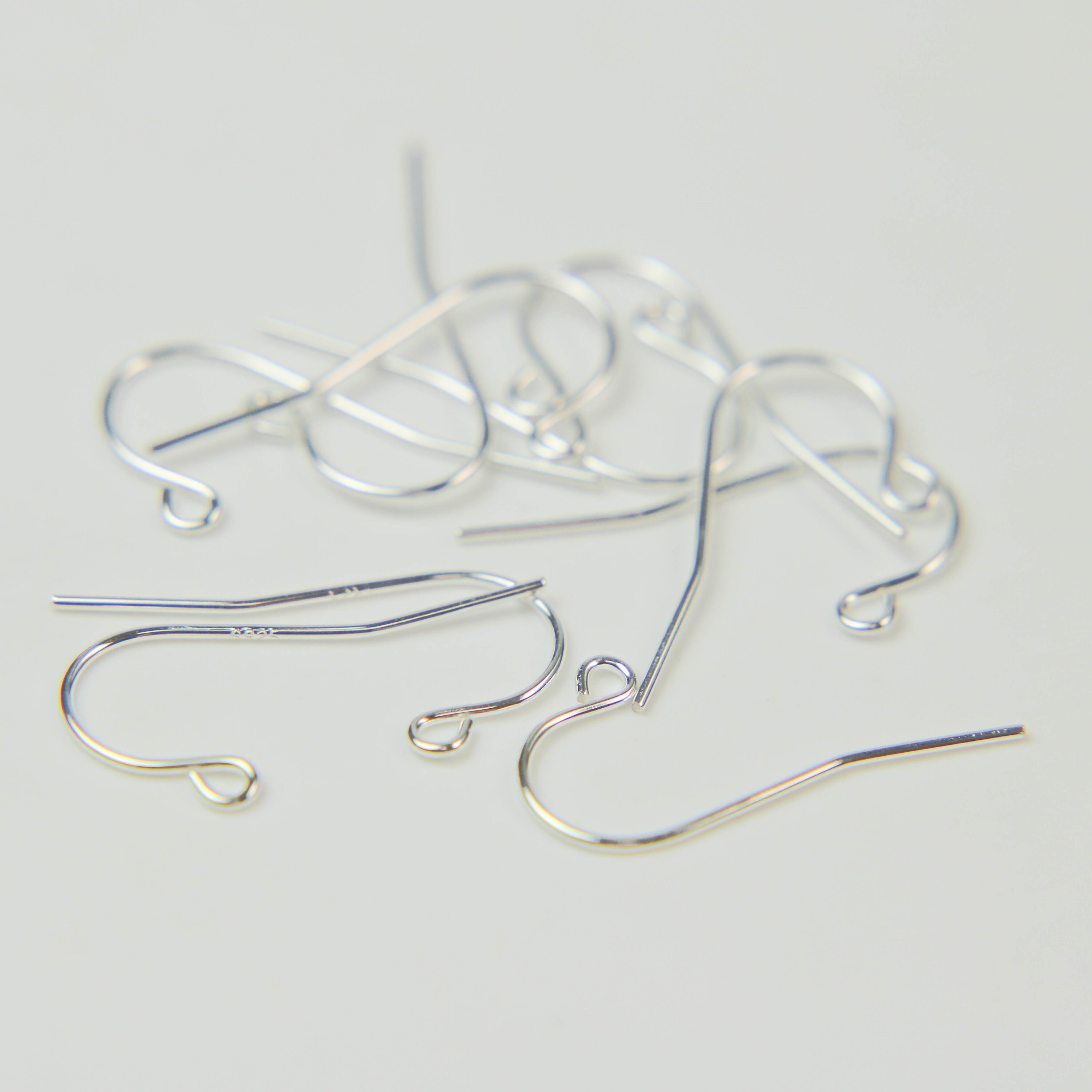 925 Sterling SILVER Simple Ear Wires Earring 23x12mm Solid | Etsy