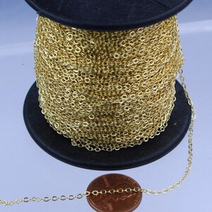 Gold Plated Flat Chain Bulk, 10 Feet Flat Cable Chain - 3x1.7mm ...