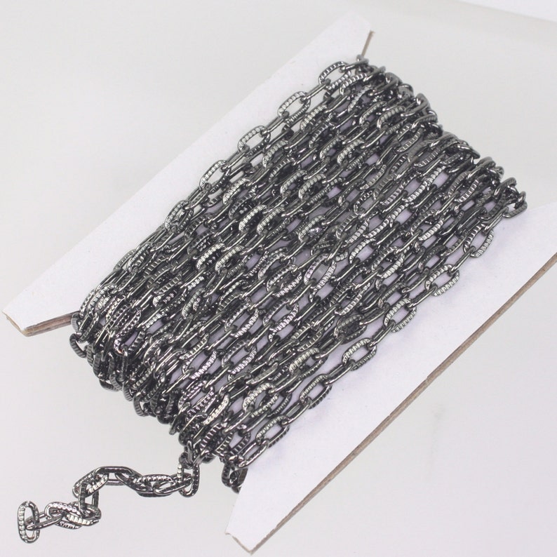 10 Ft. of Gunmetal Textured Oval Round Cable Chain - 7.2x4.2mm ...