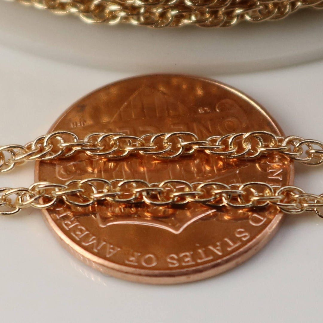 Champagne Gold Plated Rope Chain: 2.0mm Soldered Link Twisted Solder ...