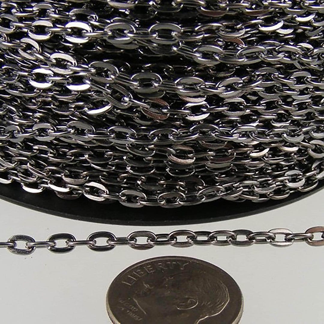 Gunmetal Finish Flat Cable Chain Bulk: Unsoldered Iron DIY Jewelry 32 ...