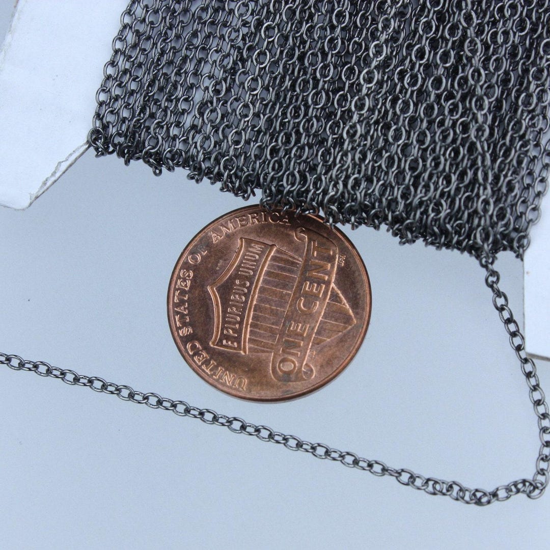 Gunmetal Finish Soldered Link Cable Chain: Copper Plated Base (2.0x1 ...