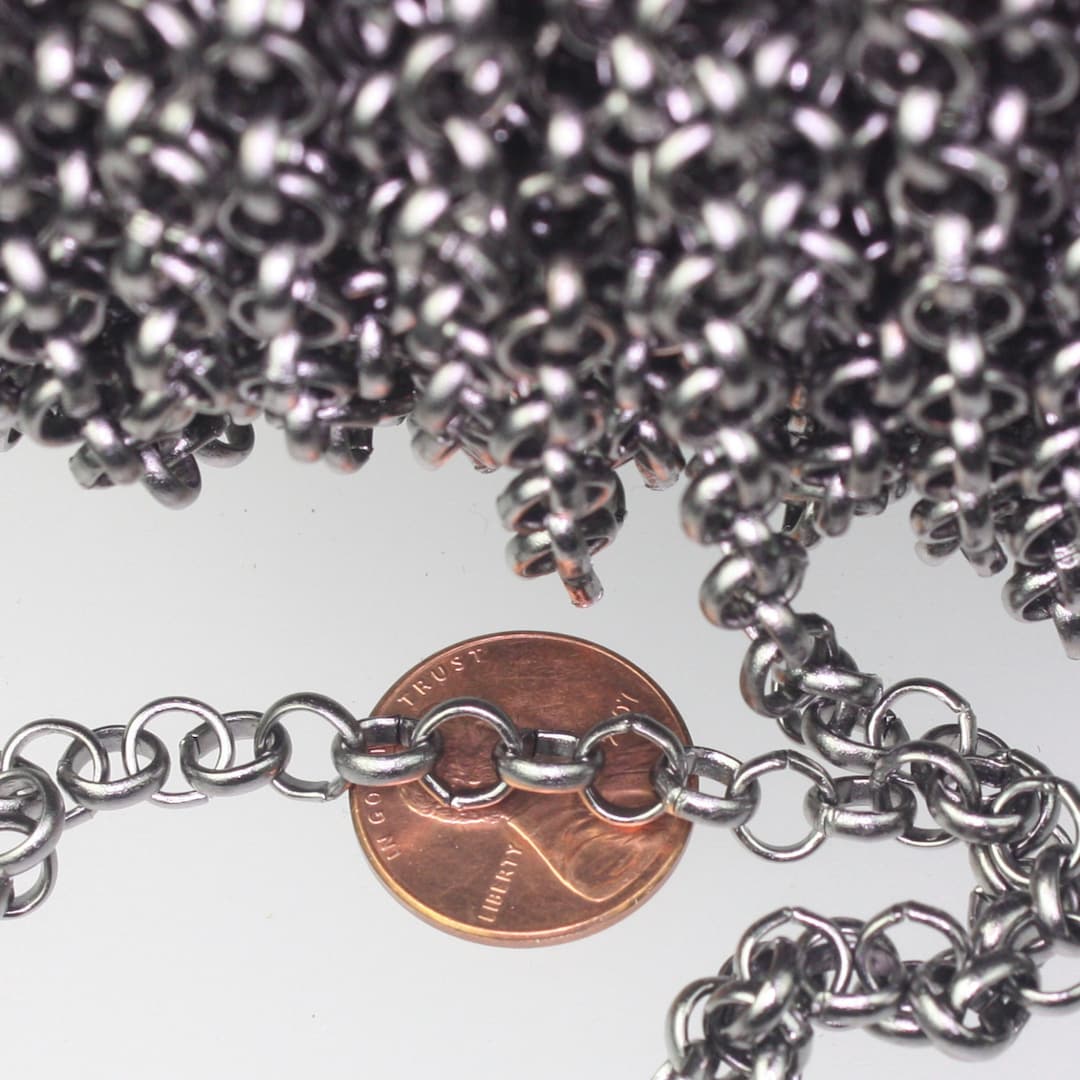 Sample Lot 3 Ft. Gunmetal Rolo Chain Bulk, Rolo Clunky BIG Cable Chain ...
