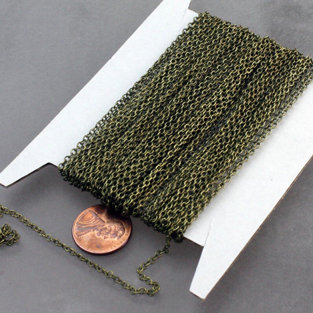 Antiqued Brass Soldered Link Cable Chain: 2x2.5mm Necklace Chain 32 ...