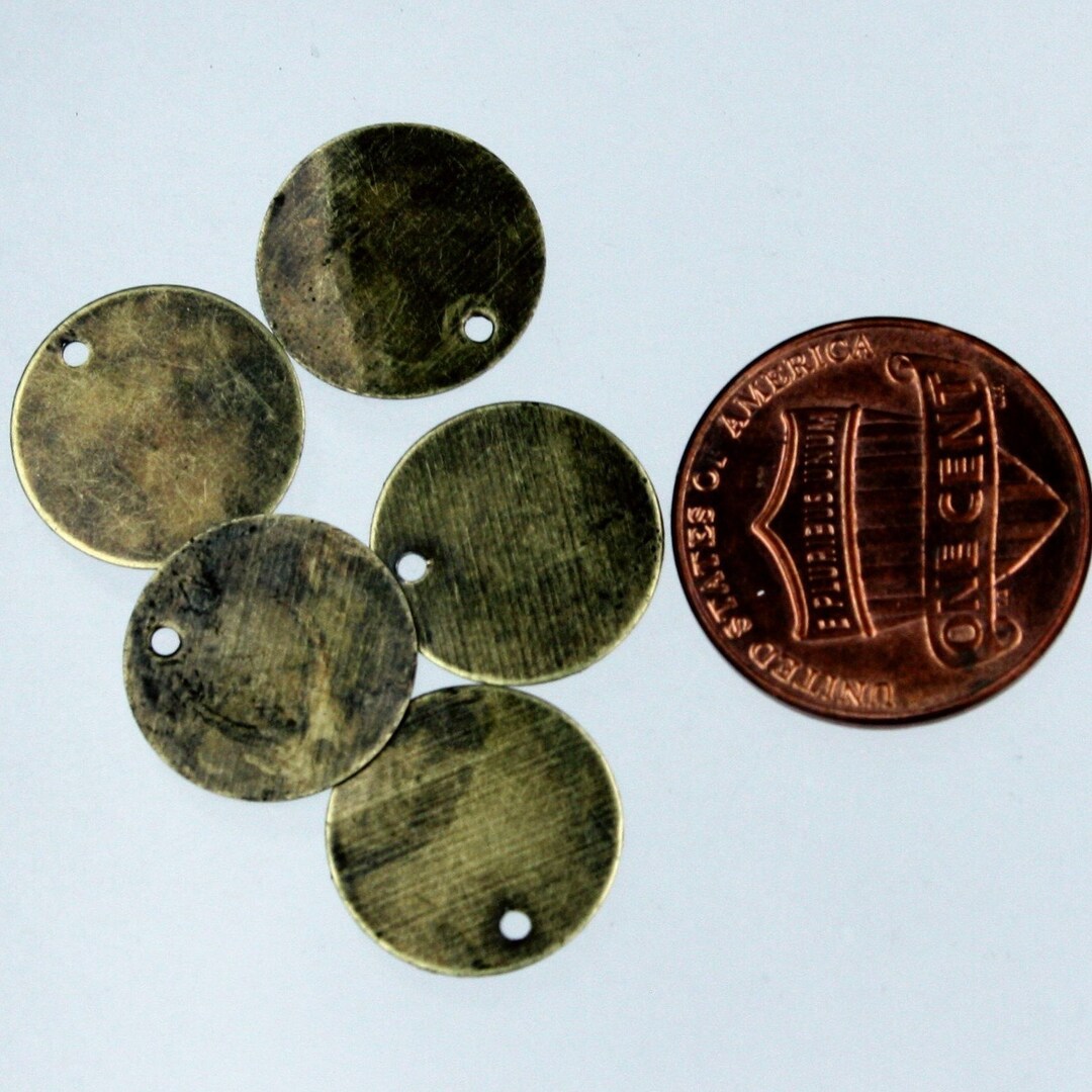 50 Pcs of Antique Brass Finished Coin Drop Dangle 13.4mm - 1/2 Inch - Etsy