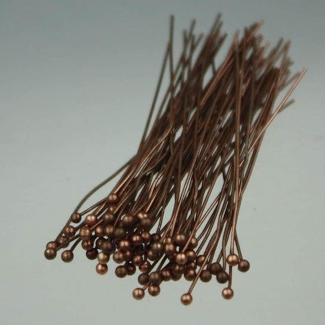 Antique Copper Ball Headpins: 2 Inch, 24 Gauge 100 Pcs - Wholesale Bulk ...
