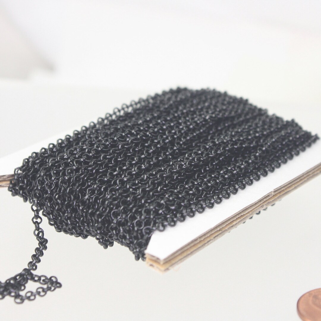 Black Rolo Chain Bulk, 32 Ft of Rolo Cable Chain 2.5mm - Unsoldered ...