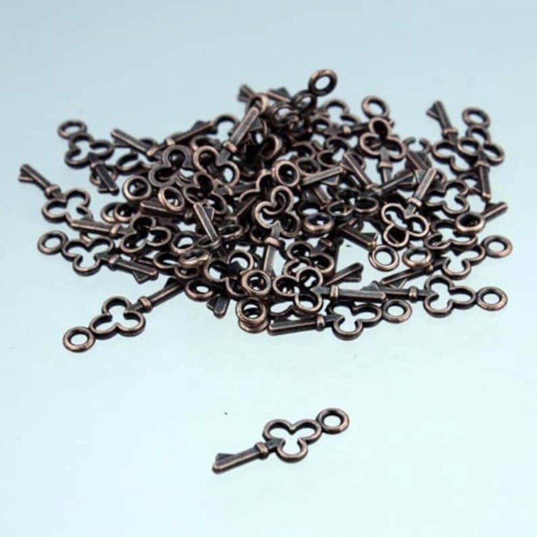 Antiqued Copper Plated Finished Key Charm Drop 16.8x6.8mm 50 Pcs - Bulk ...