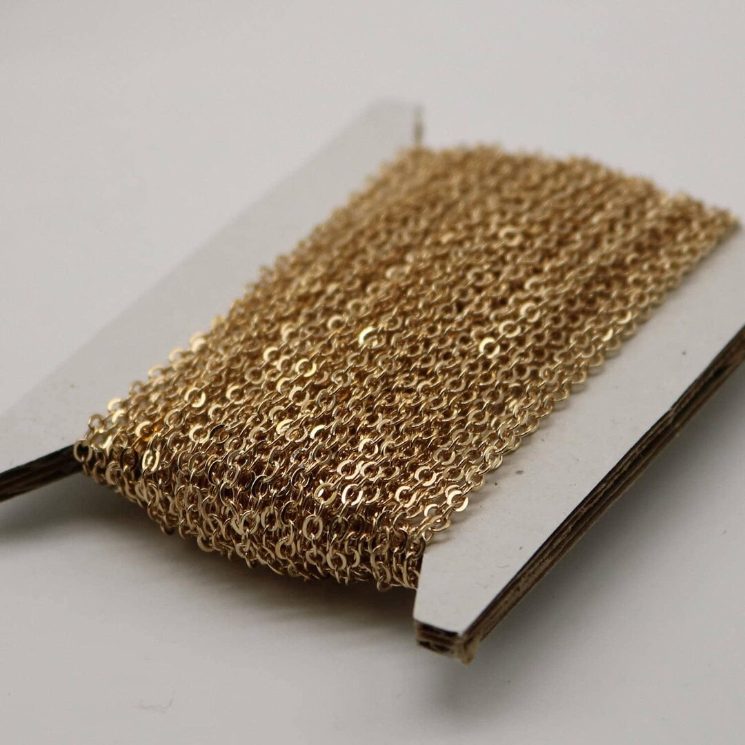 Champagne Gold Plated Solder Chain: 3x1.7mm Soldered Link Flat Oval ...