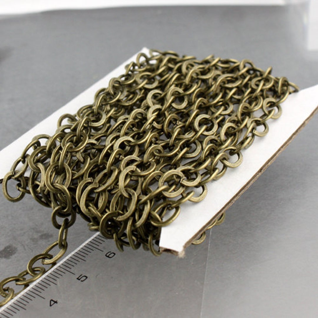 32 Ft Antique Brass Flat Chain Bronze Cable Chain BIG Fashion Chain - 7 ...