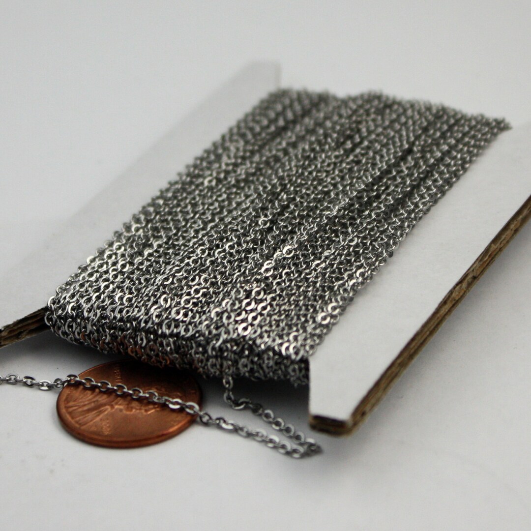 100 Ft of Stainless Steel FLAT Chain Small Soldered Flat Chain Sturdy ...
