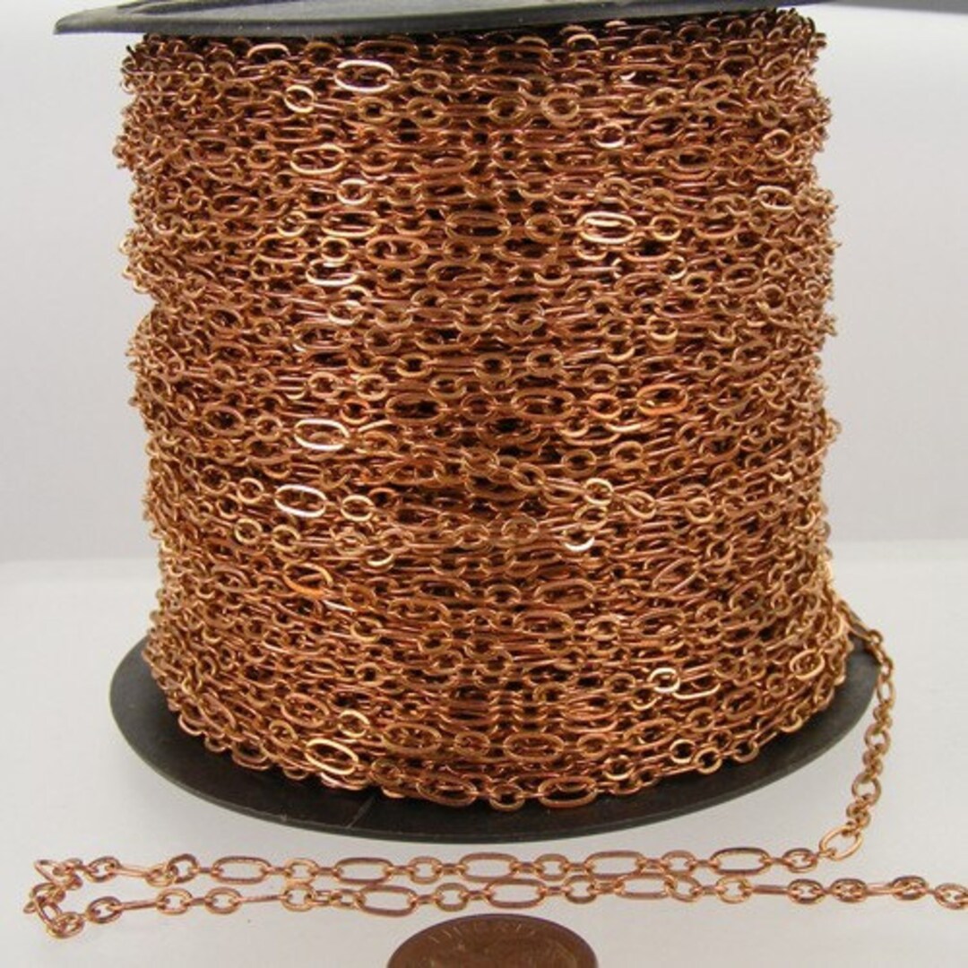 Antique Copper Bulk, 300 Ft of ( 3 and 1 ) Long and Short Chain Flat ...
