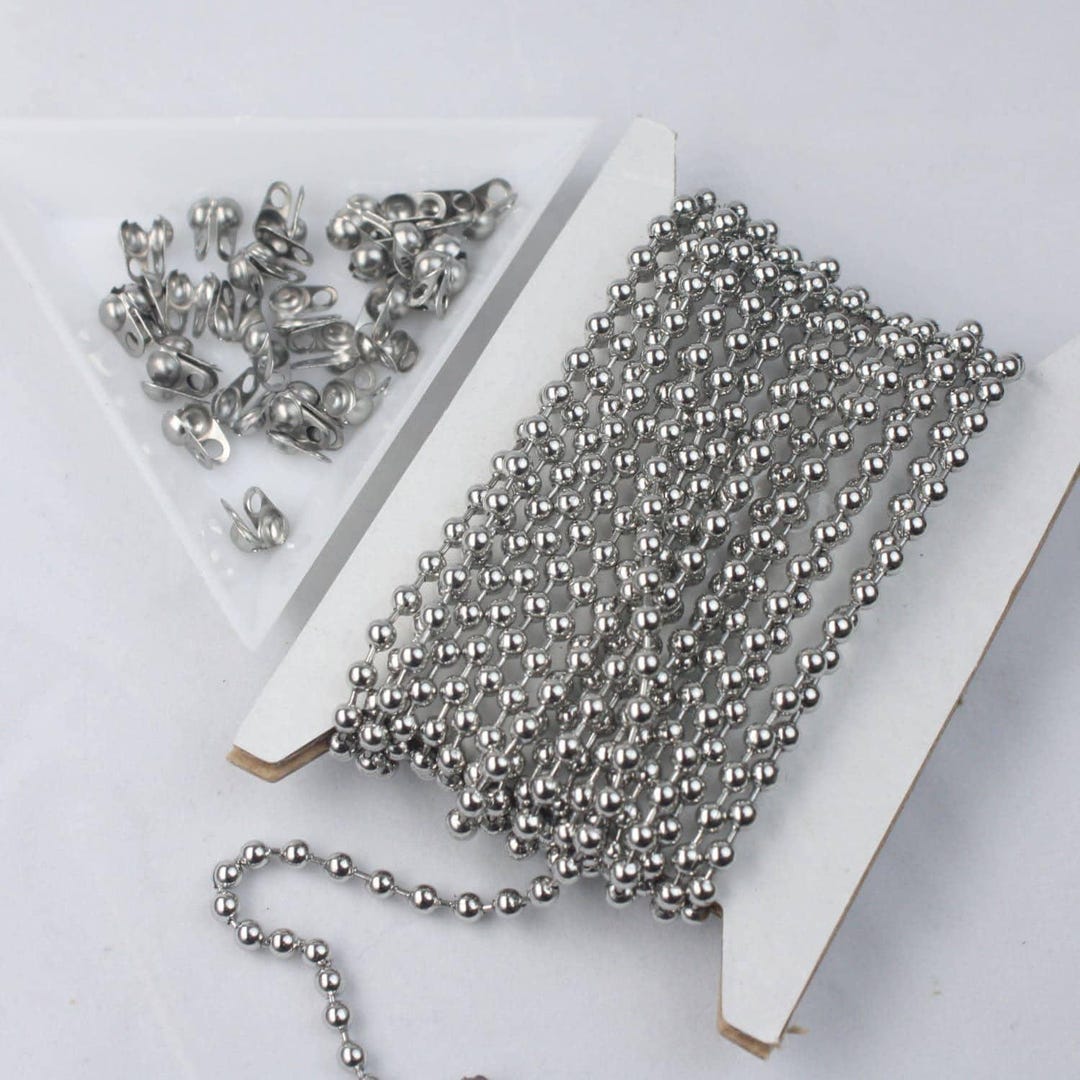 Surgical Stainless Steel Ball Chain - 3.2mm With 5 Connectors 10 Feet ...