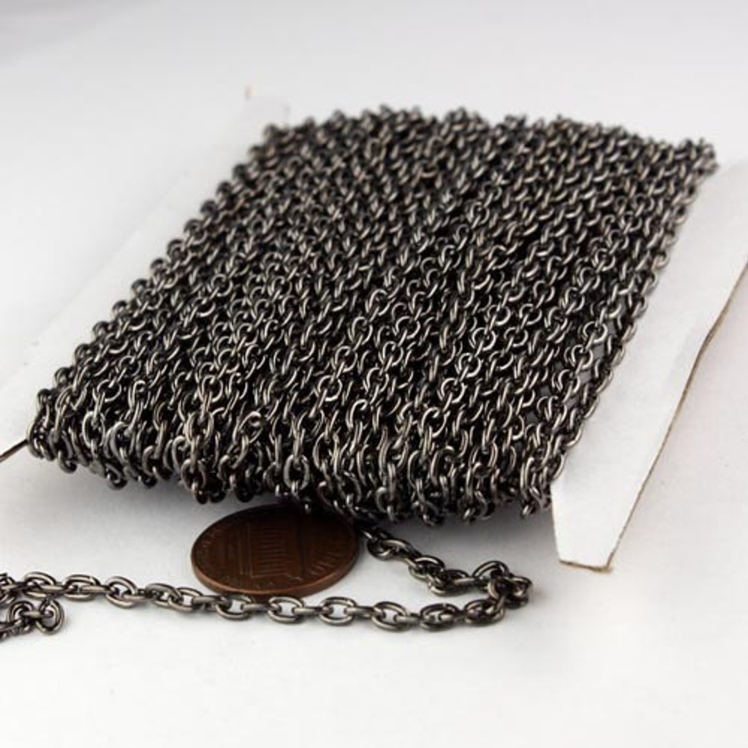 32 Ft Gunmetal Cable Chain 4x5mm 19 Gauge 0.9mm Unsoldered Link Heavy ...