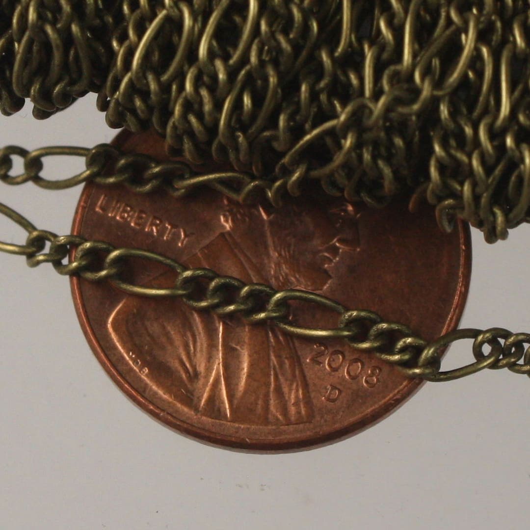 32 Feet Antique Brass Figaro Chain Bronze SOLDERED Chain Sturdy Figaro ...
