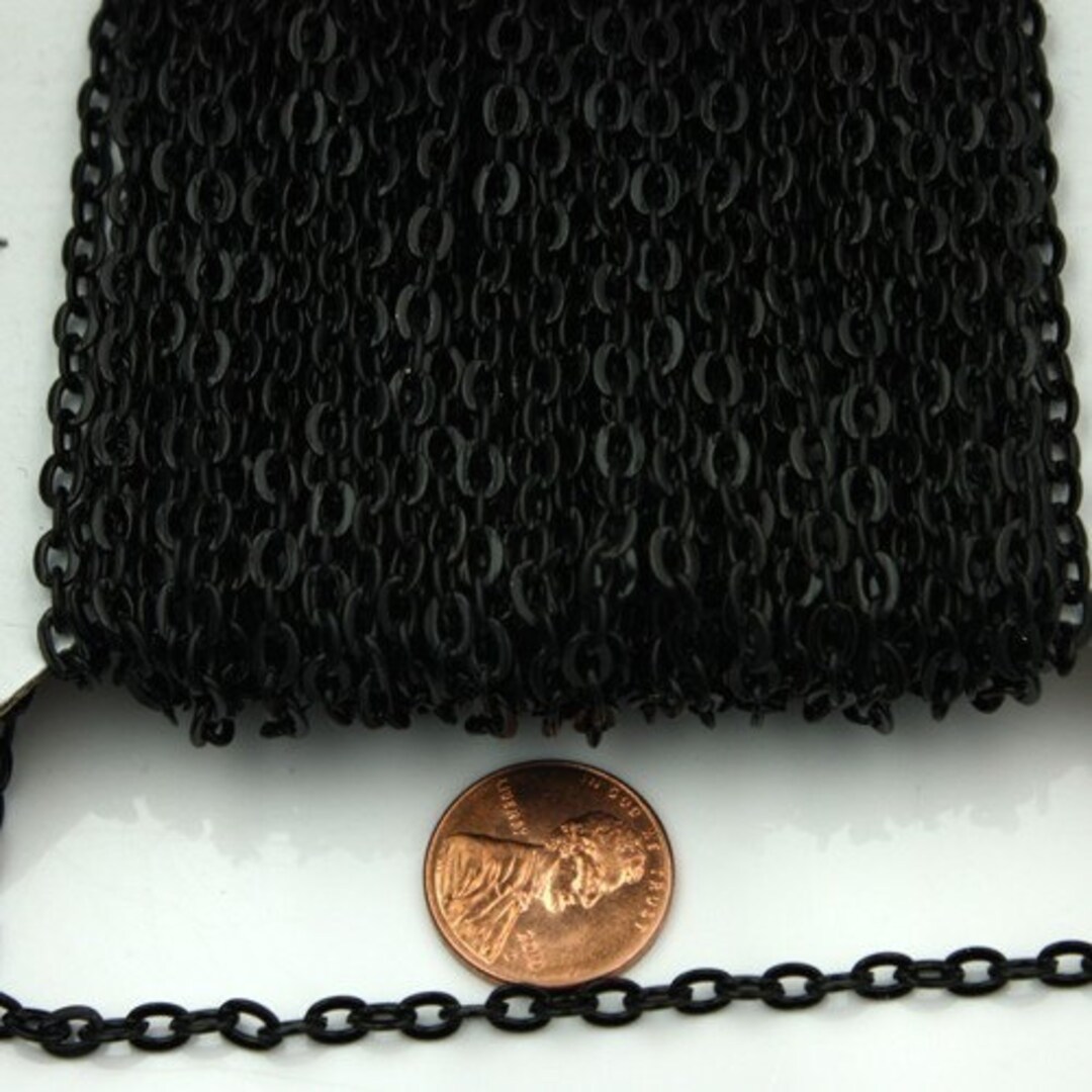 Black Flat Chain Bulk, 10 Ft. of Flat Oval Cable Chain - 4x3mm ...