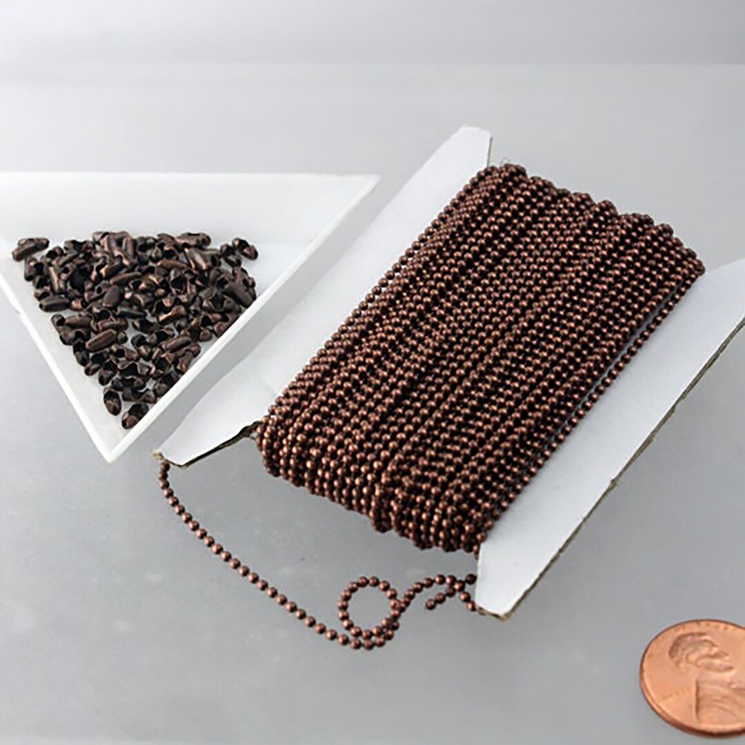 50 Feet Antique Copper 1.5mm Round Ball Chain - Premium Bulk Spool ...