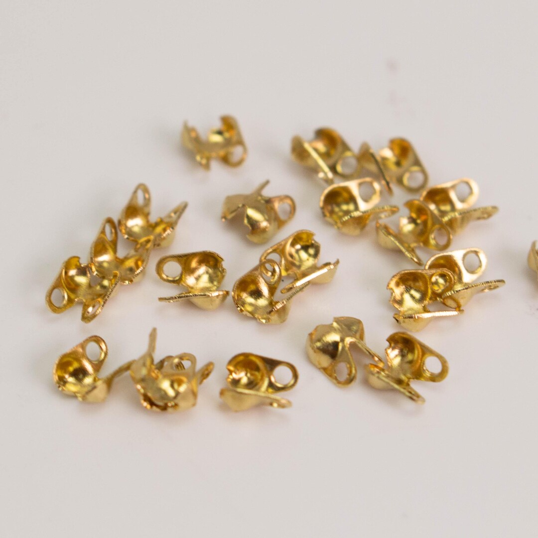 100pcs of RAW Brass Ball Chain Crimp Type Connector for 1.5mm Chain ...